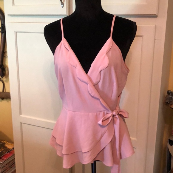 Monteau | Tops | Monteau Wrap Top With Bow And Scalloped Design L ...